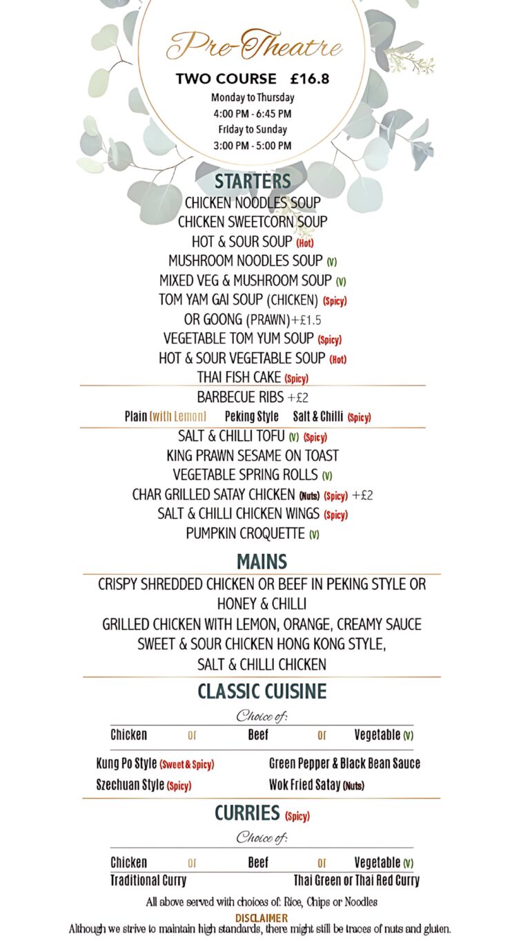 Pre-Theatre Menu – The Asian